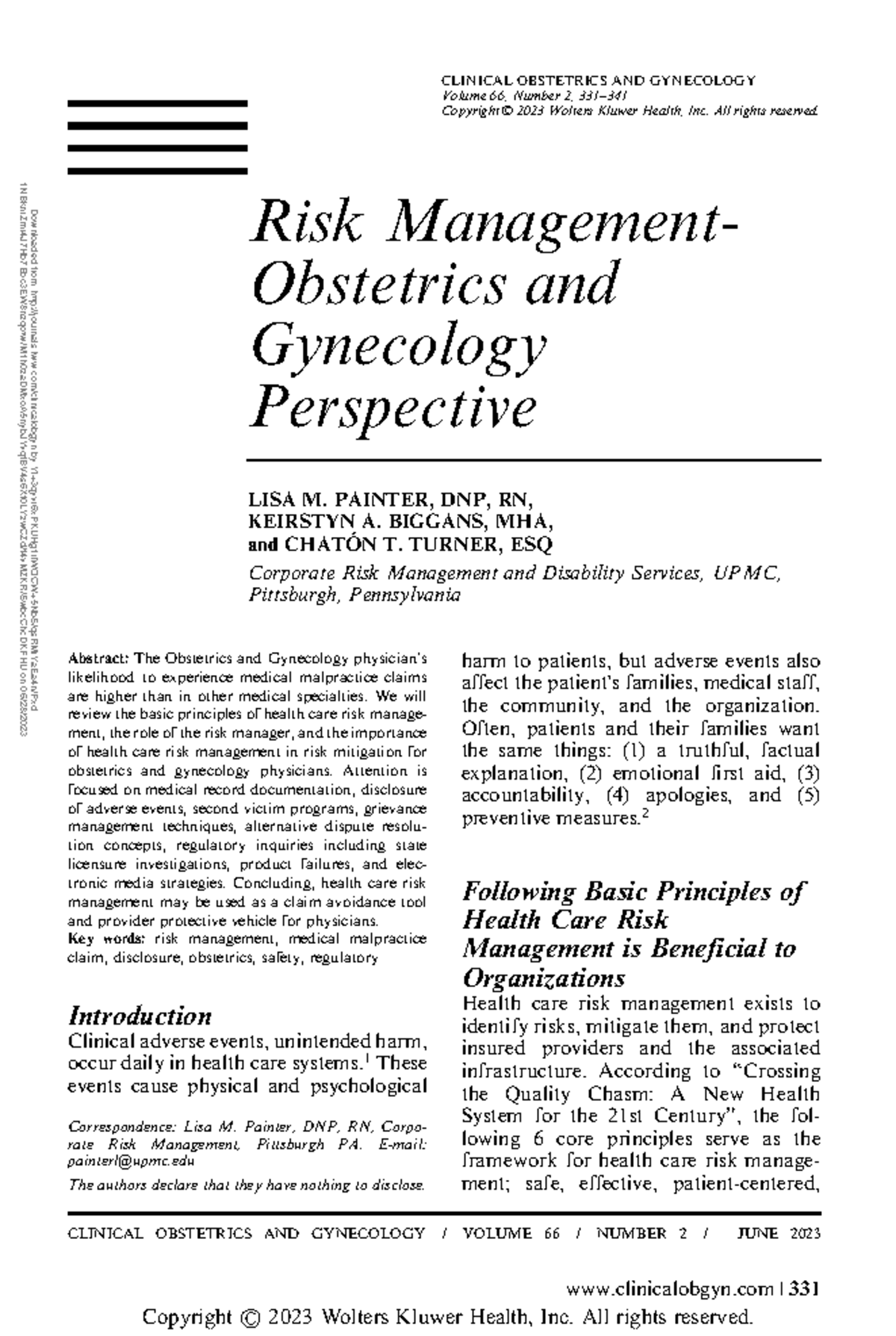 Risk Management Obstetrics and Gynecology - Risk Management- Obstetrics ...