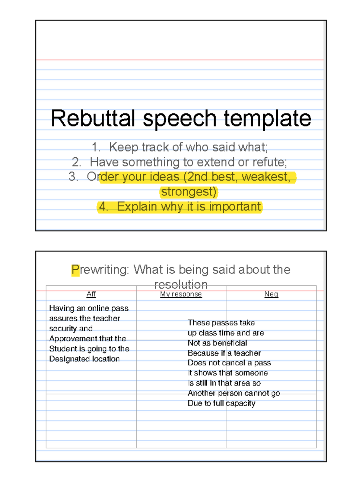 Rebuttal-speech-template - Rebuttal speech template 1. Keep track of ...