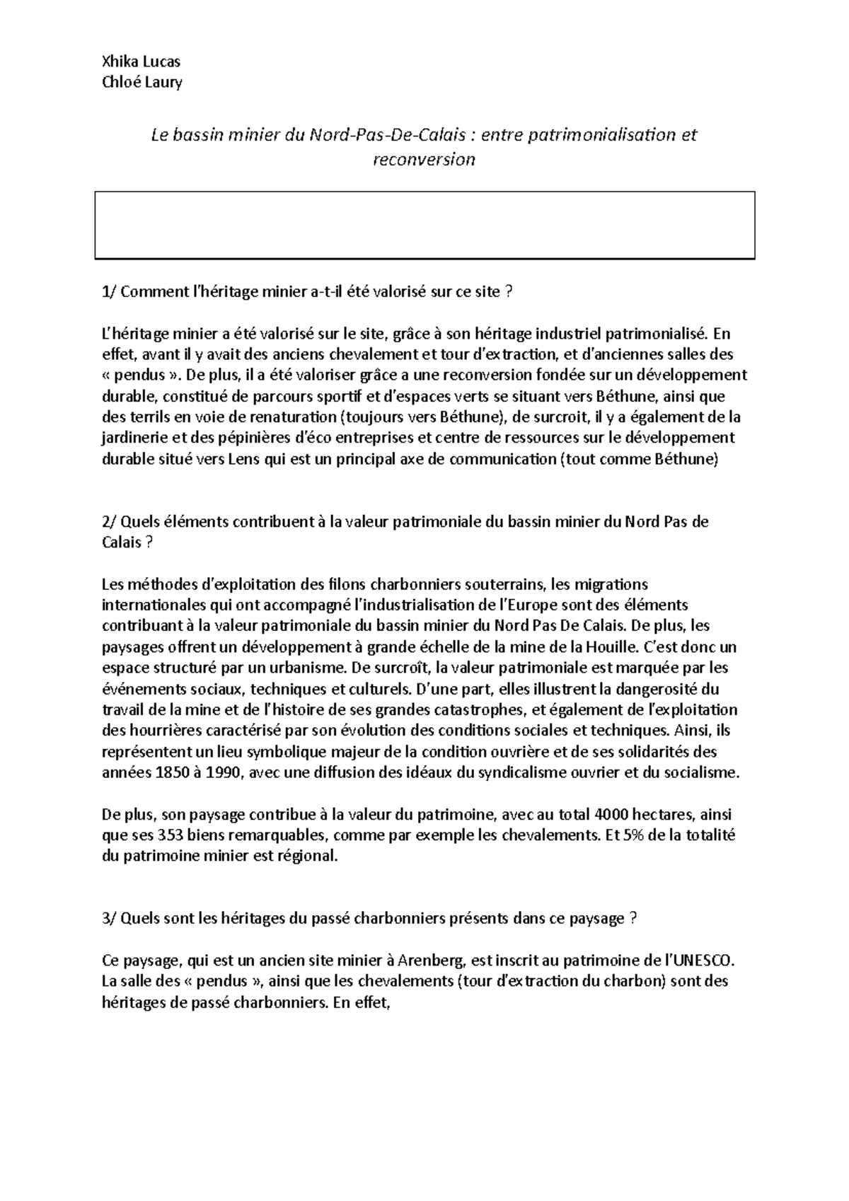 Nord Pas De Calais - Xhika Lucas Chloé Laury Le bassin minier du Nord ...