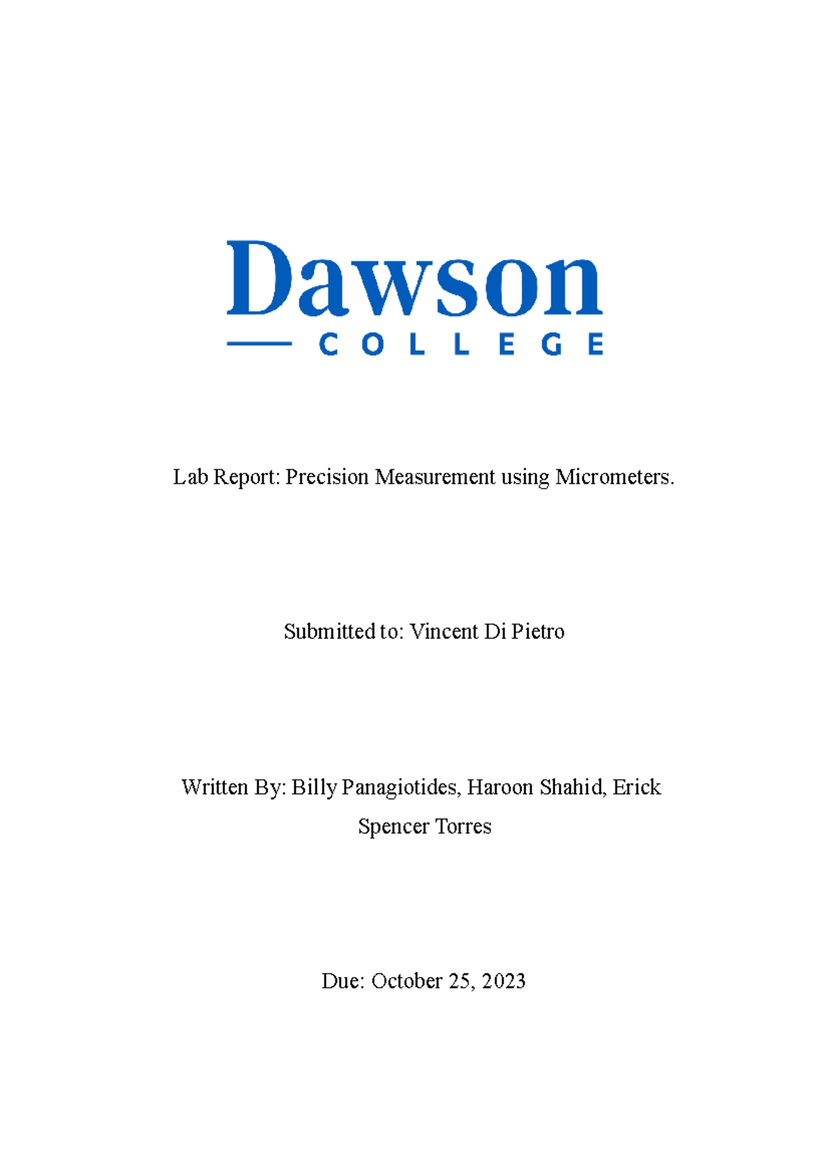 Submission 2 Actual File Lab Report Precision Measurement using ...