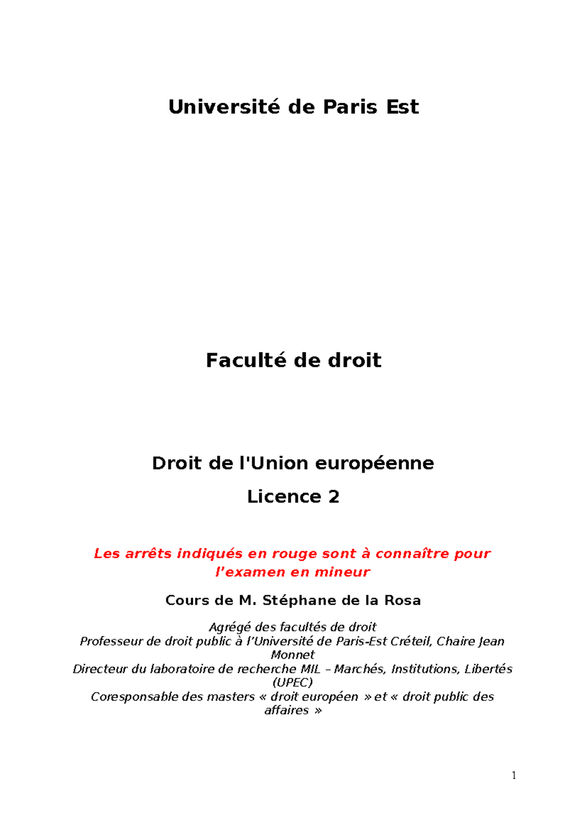 Plan de cours L2 Droit institutionnel Union europ Ã©enne 2023 2024 S de ...