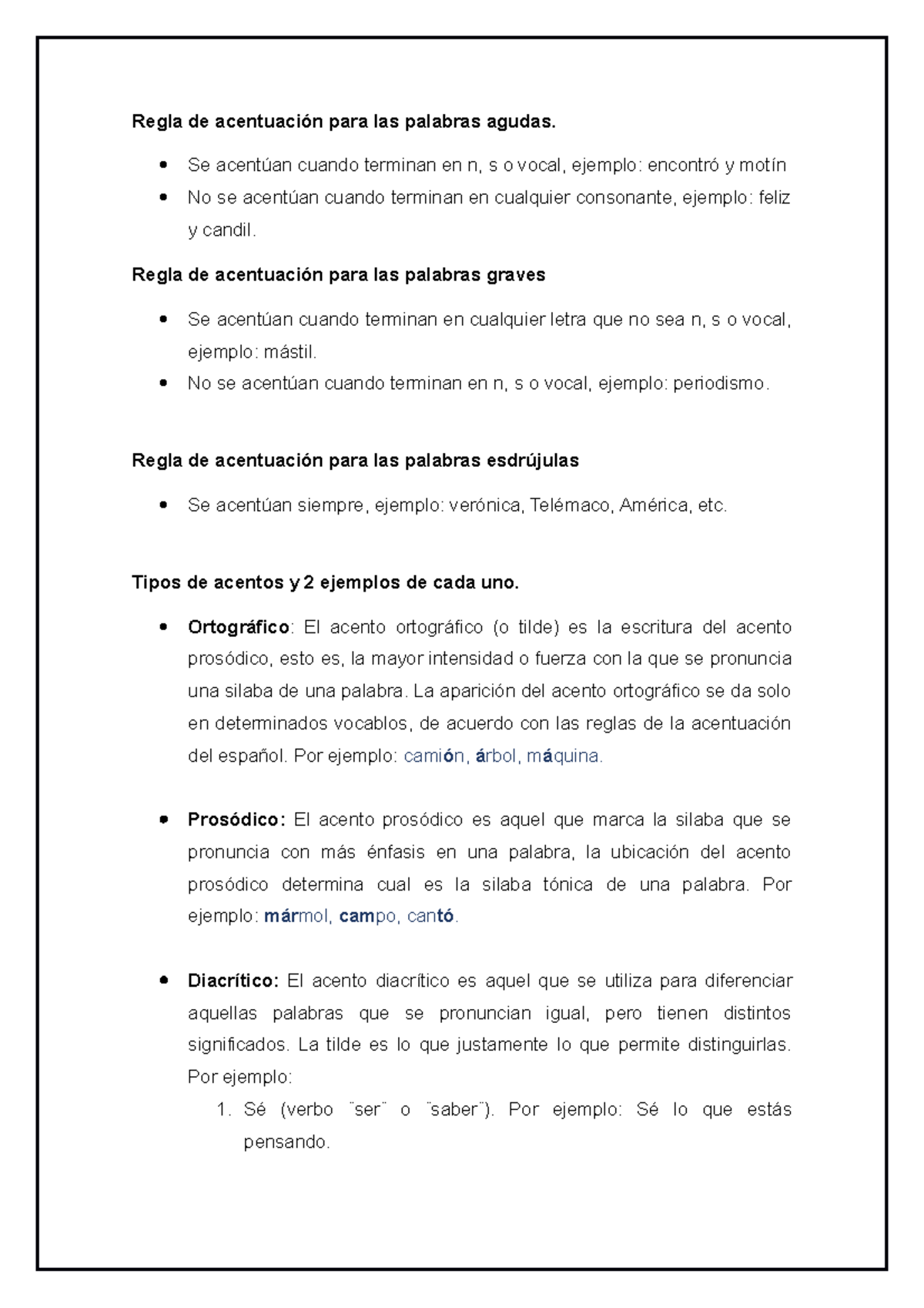 La acentuacion - La acentuación, asignación de actividades. - Regla de ...