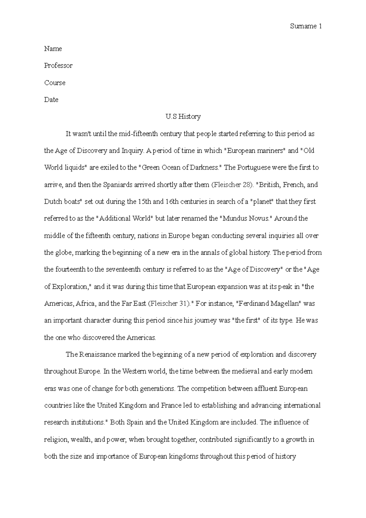 U.S History - Name Professor Course Date U History It wasn't until the ...