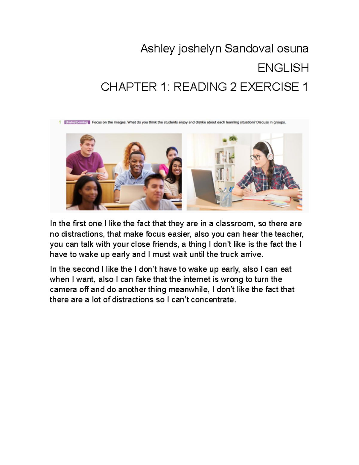 Chapter 1 Reading 2 Exercise 1 - Ashley joshelyn Sandoval osuna ENGLISH ...