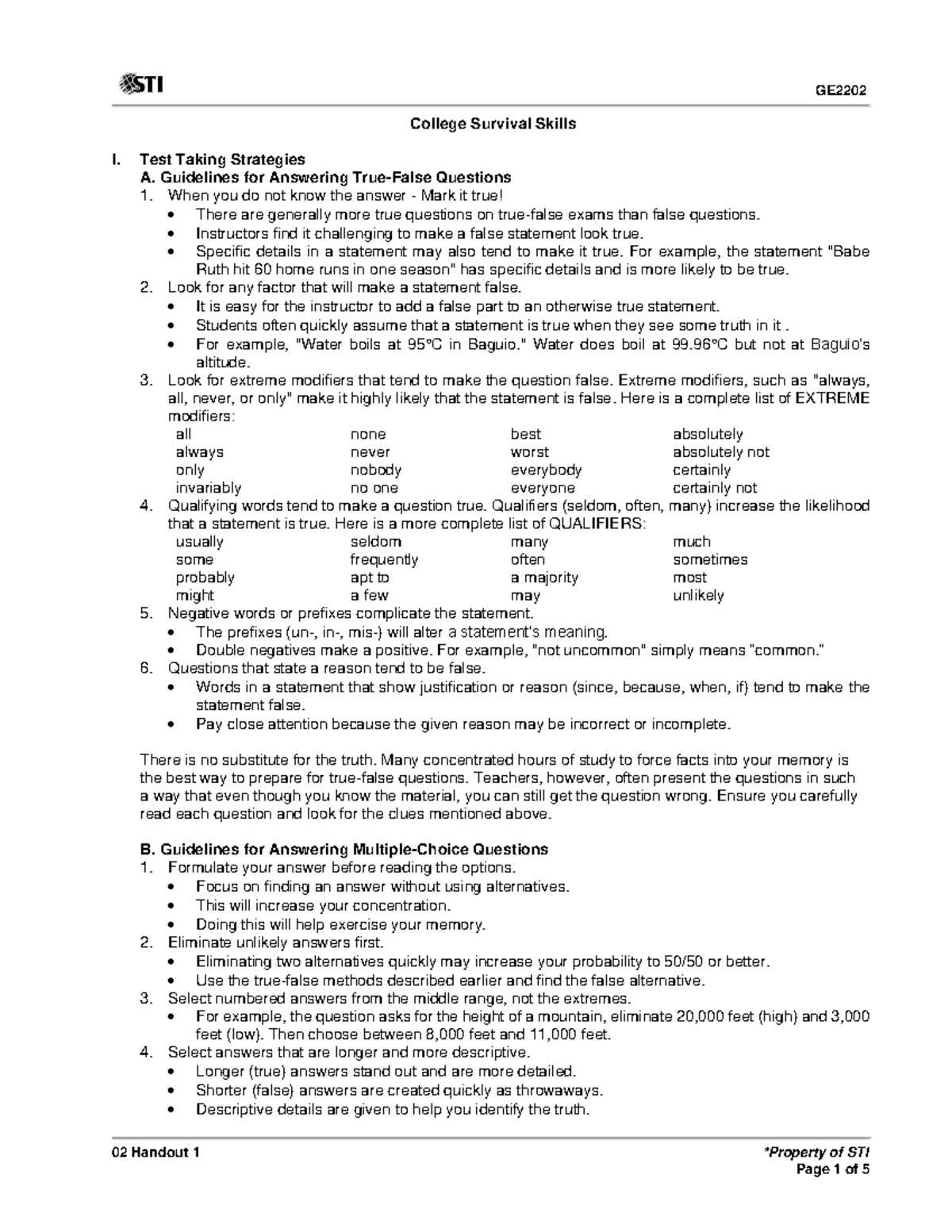 02 Handout 2(20) - asdadadadfasg - 02 Handout 1 *Property of STI ...