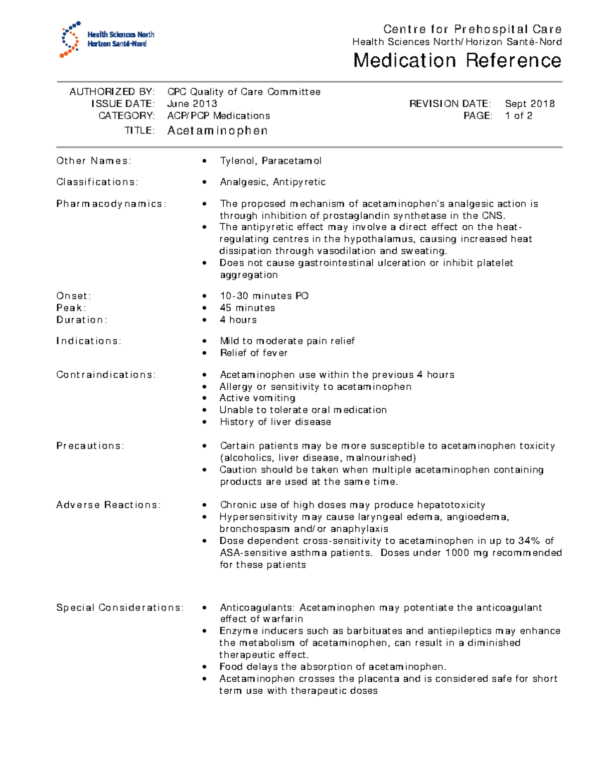 Base Hospital SR reference sheets - Centre for Prehospital Care Health ...