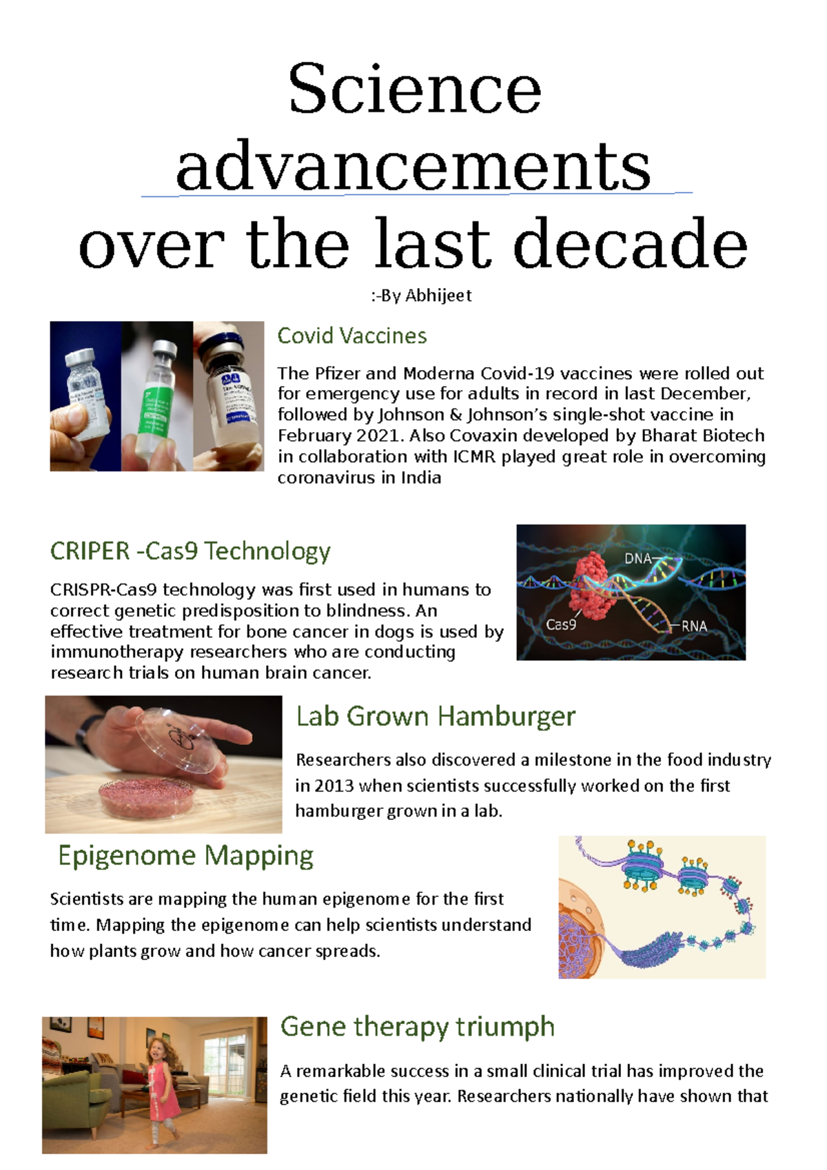 Science advancements over the last decade 2 - Science advancements over ...