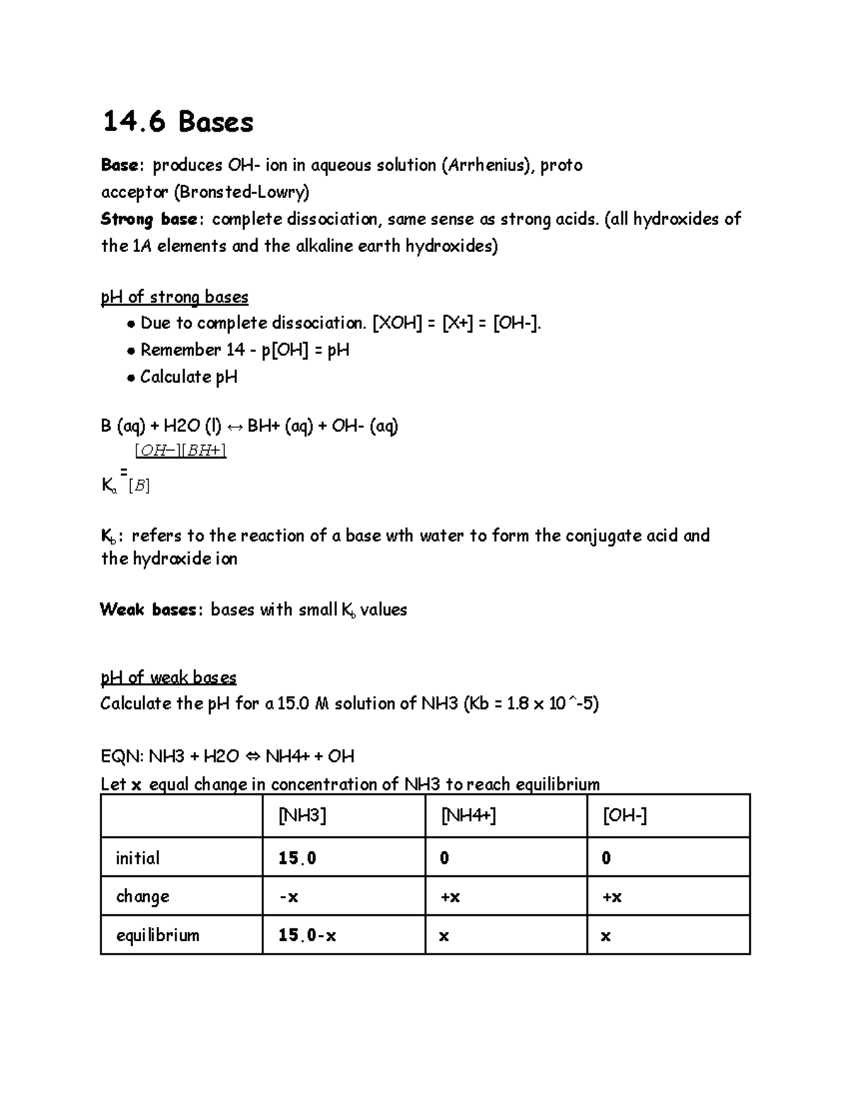 Bases - 14 Bases Base: produces OH- ion in aqueous solution (Arrhenius ...
