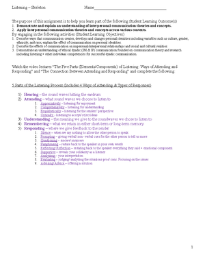 Interpersonal Communications- Chapter 4 Study Guide - Interpersonal ...