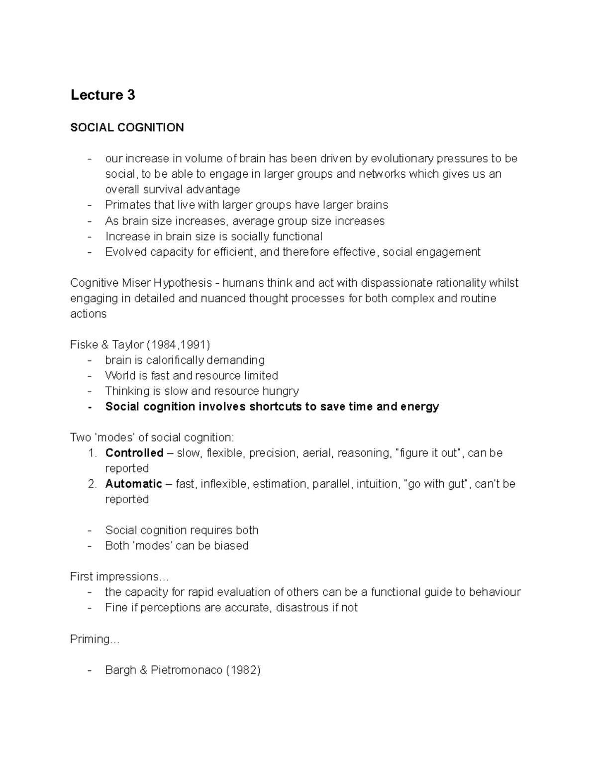 PSYC2212 Psychology and Social Behaviour Part 2 - Lecture 3 SOCIAL ...