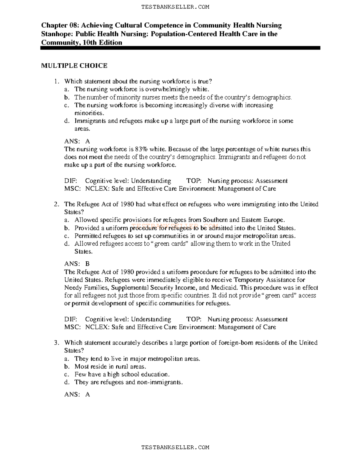 Chapter 08 TESTBANKSELLER Chapter 08 Achieving Cultural Competence chapter-08-testbankseller-chapter-08-achieving-cultural-competence