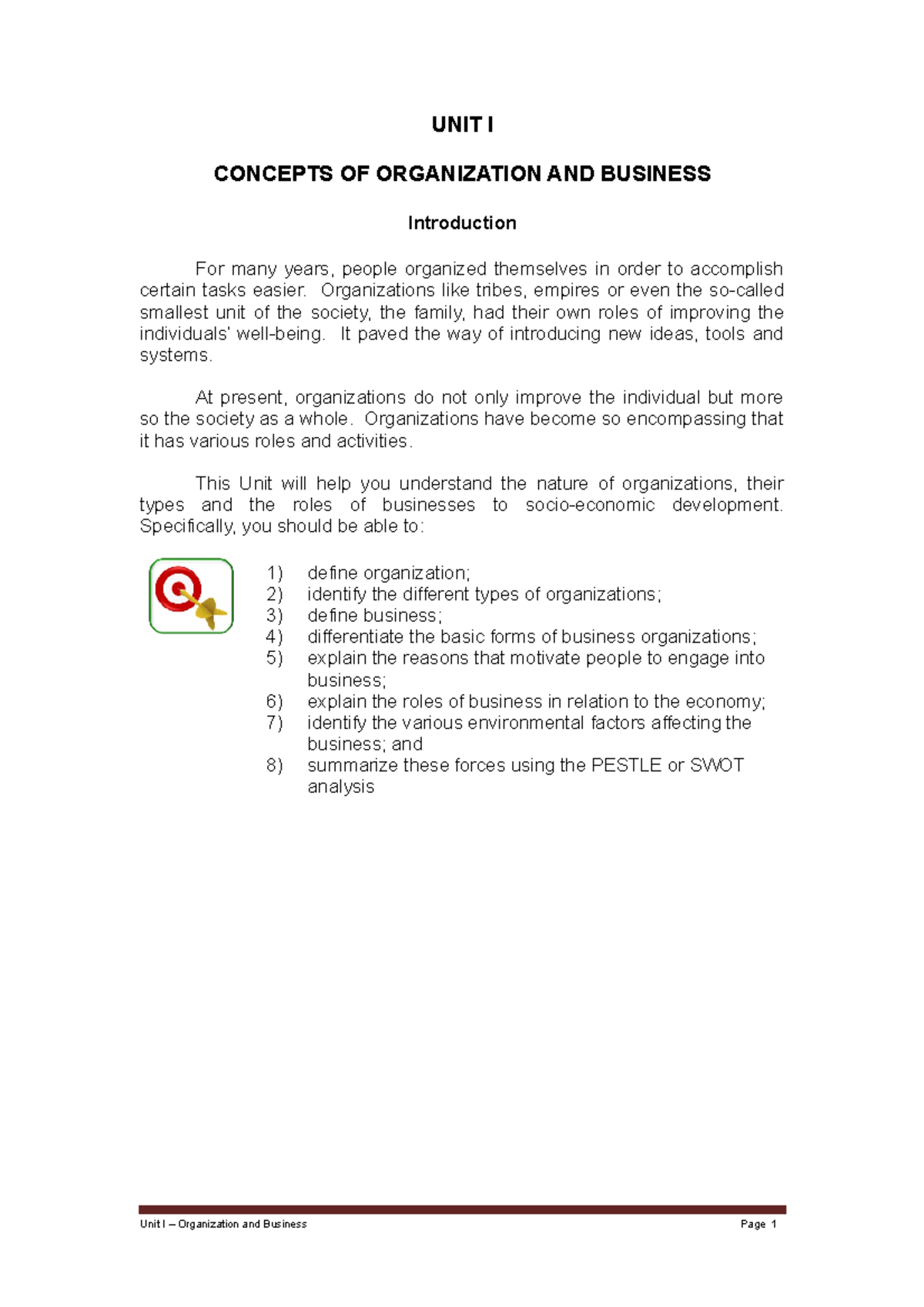Unit 1- Principles of organization and Management - UNIT I CONCEPTS OF ...