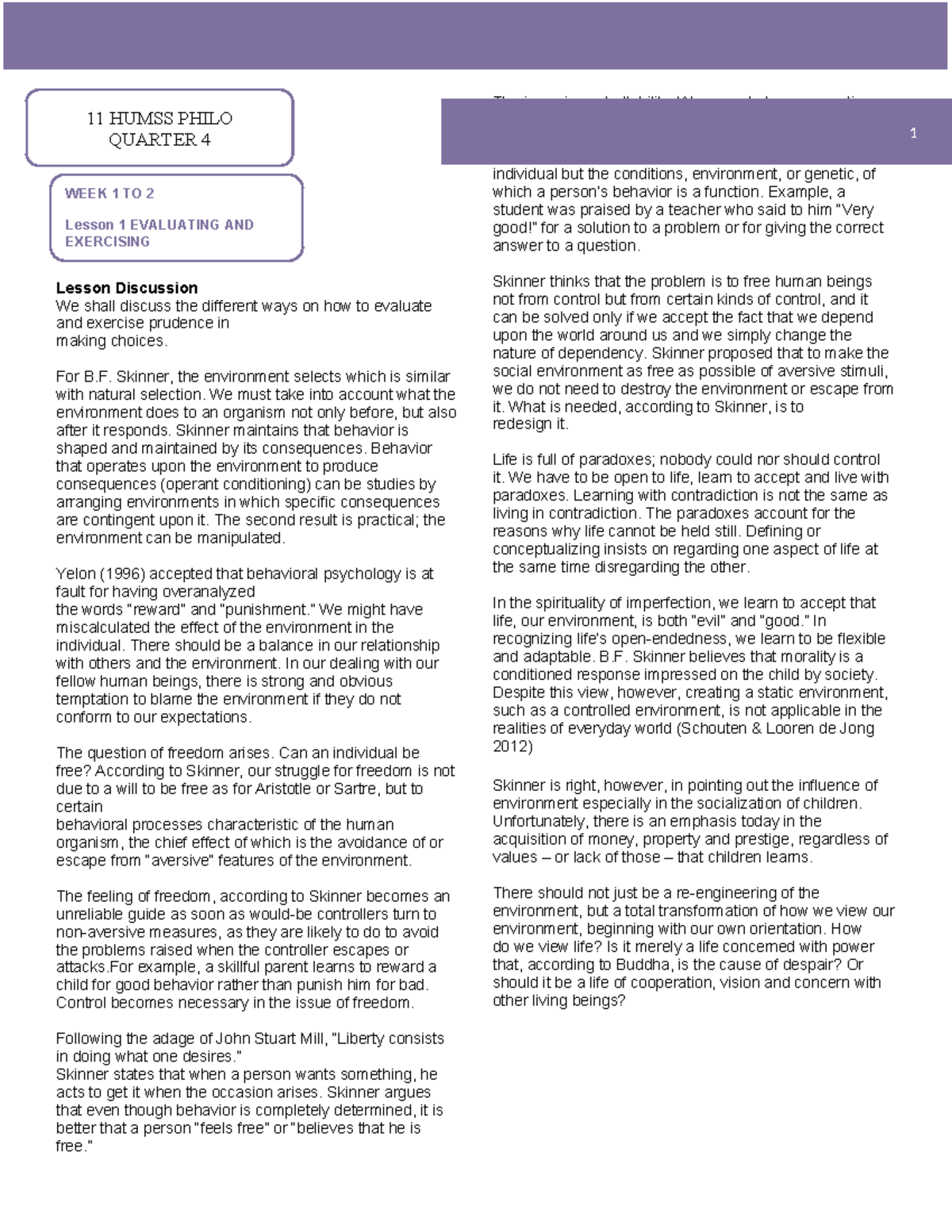 Philo q4 humss 11 - ... - Lesson Discussion We shall discuss the ...