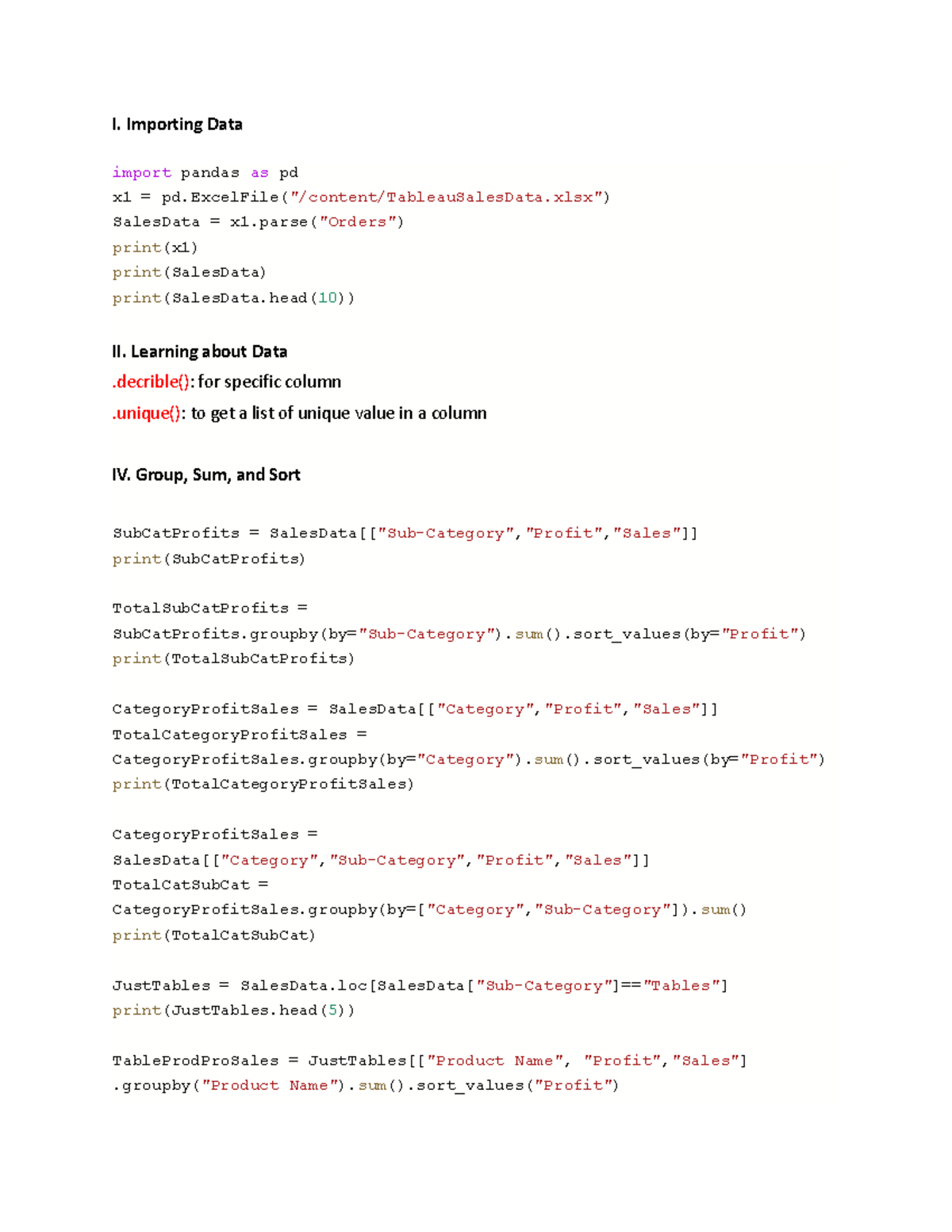 Pandas - COURSE: BUS4 110A Fundamentals of Management Information ...