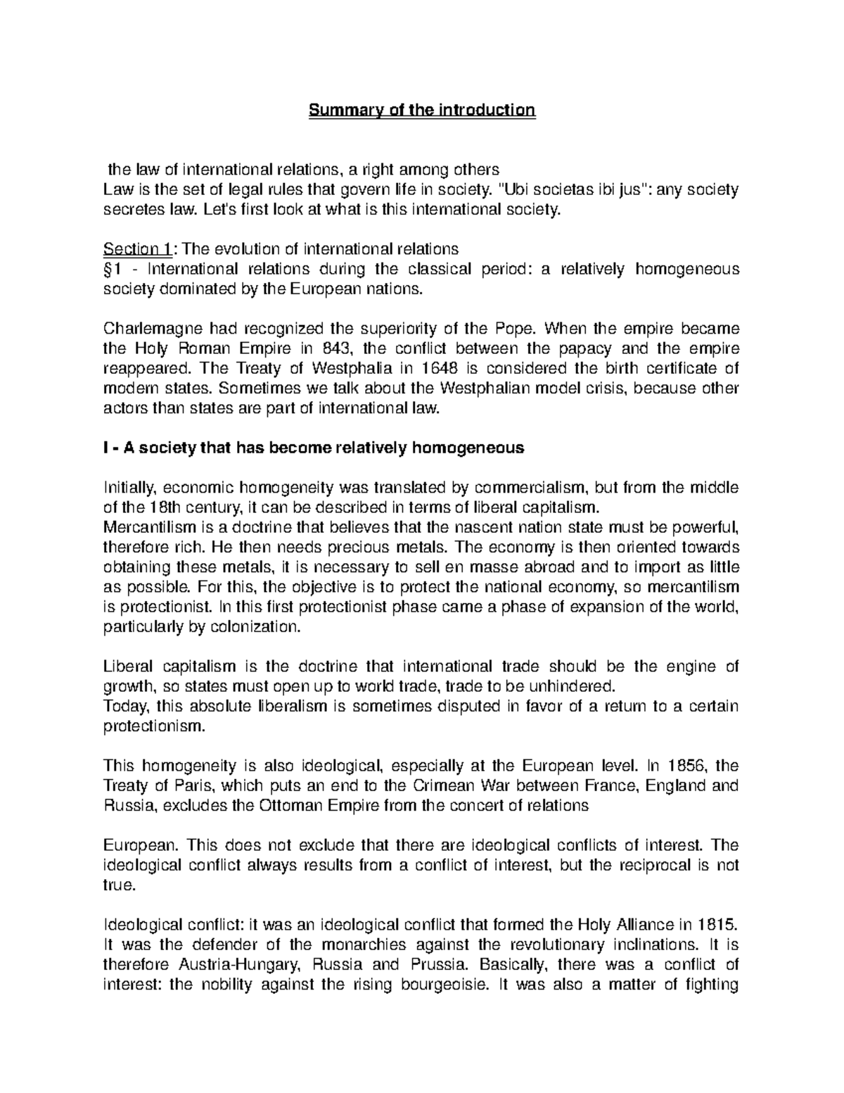 Summary of the introduction IR - Summary of the introduction the law of ...