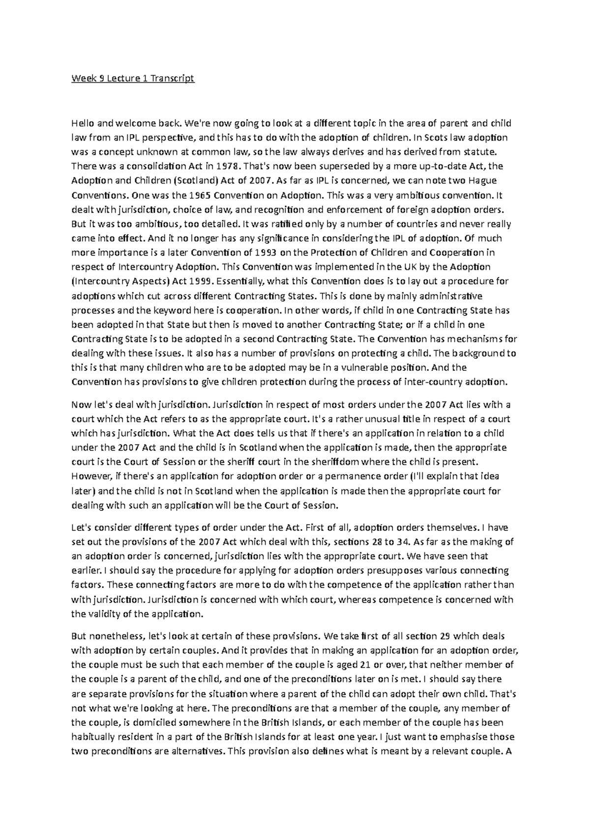 Week 9 Lecture 1 Transcript Week 9 Lecture 1 Transcript Hello And Welcome Back Were Now