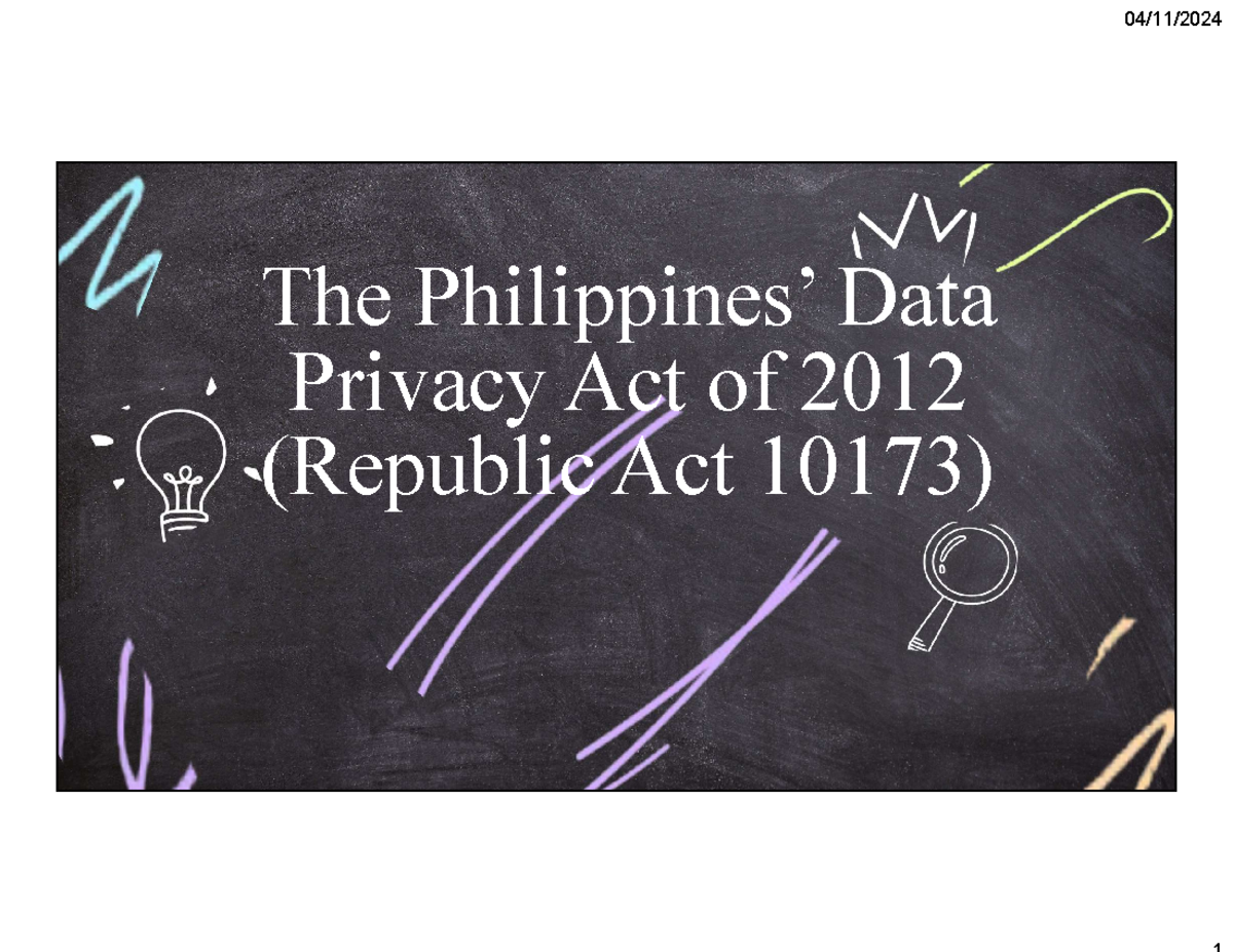 RA 10173 Student COPY - Study - The Philippines’ Data Privacy Act of ...