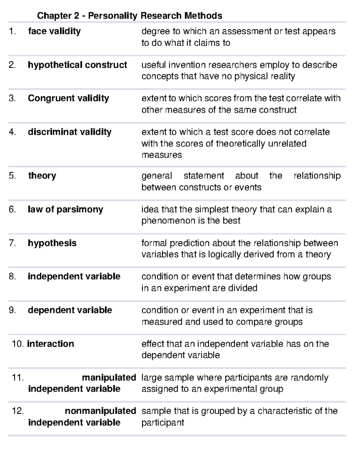 Chapter 2 - Personality Research Methods - Chapter 2 - Personality Research Methods face ...