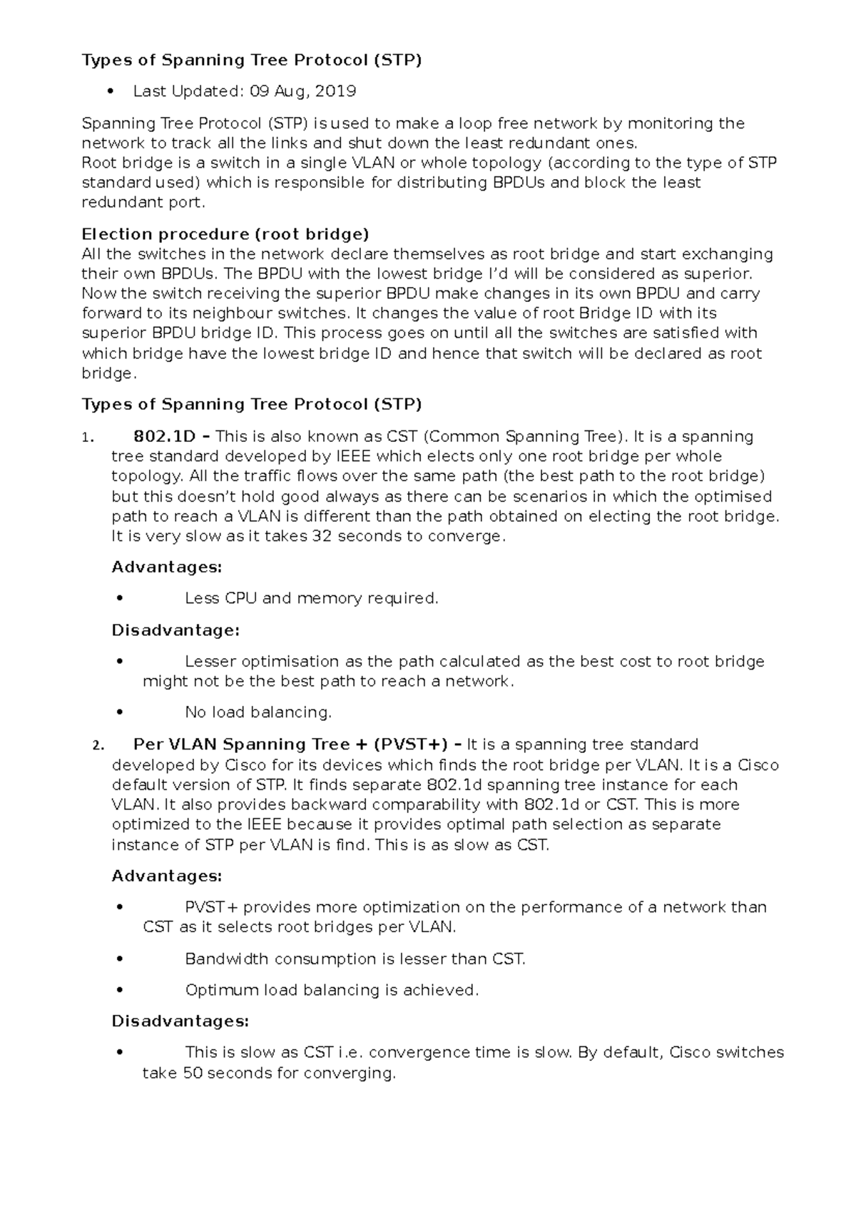 Types of Spanning Tree - N/A - Types of Spanning Tree Protocol (STP ...