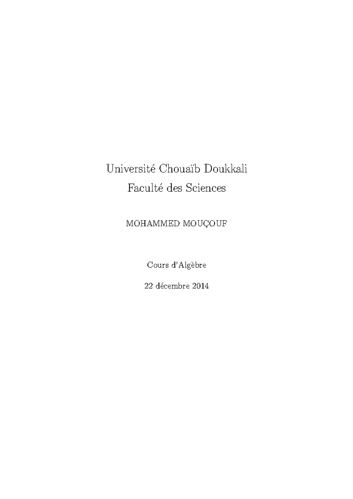 Cours comp - Universit ́e Choua ̈ıb Doukkali Facult ́e des Sciences MOHAMMED MOU ̧COUF Cours ...