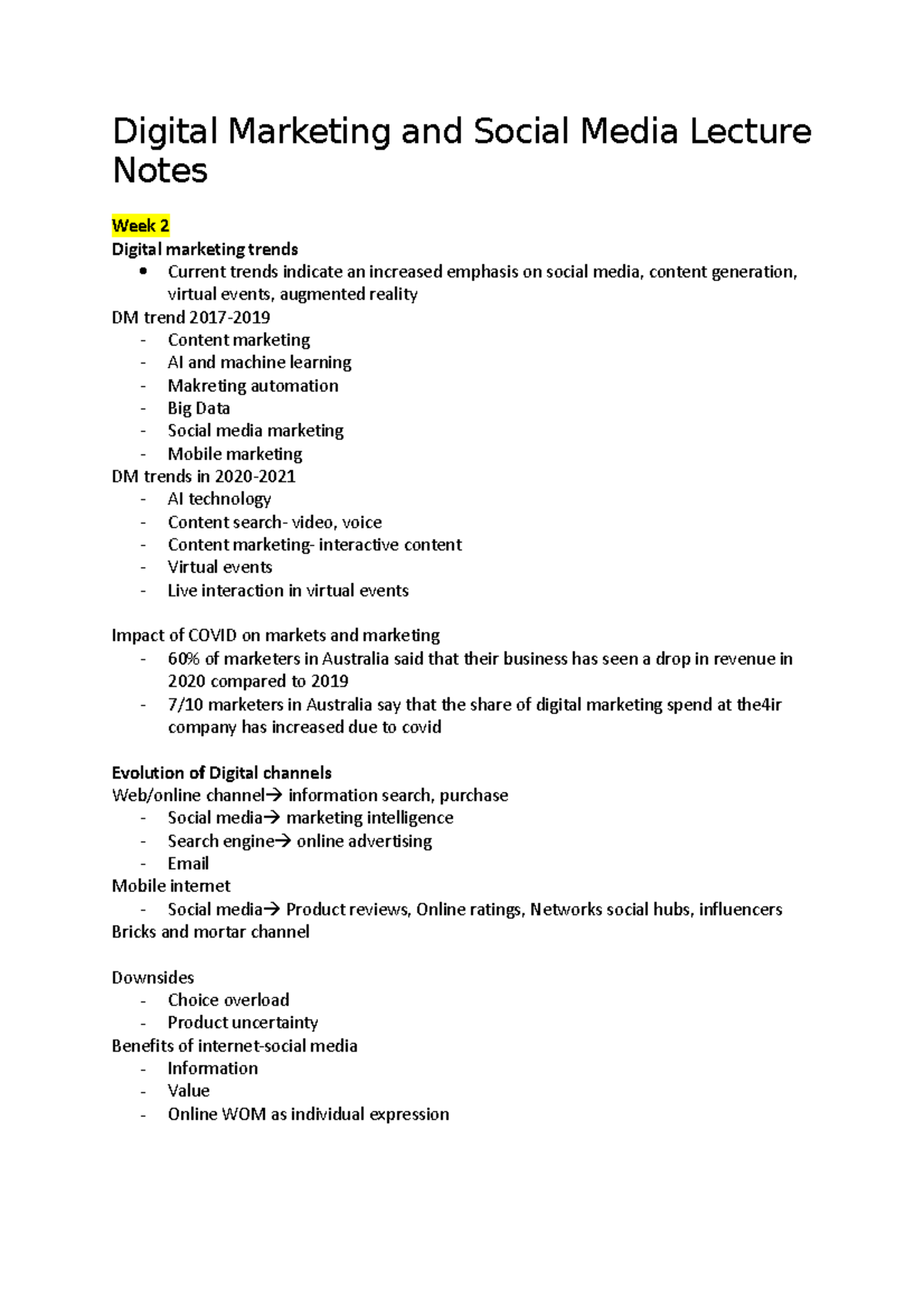 Digital Marketing and Social Media notes - 24104 - Studocu