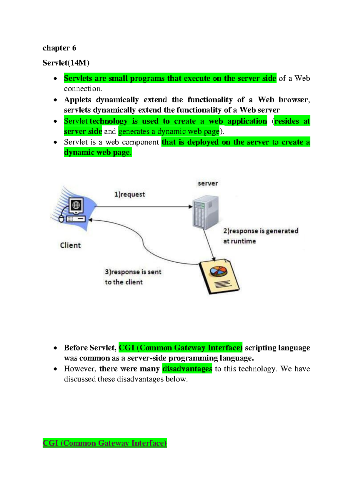 Ajp notes chap6 - chapter 6 Servlet(14M) Servlets are small programs ...