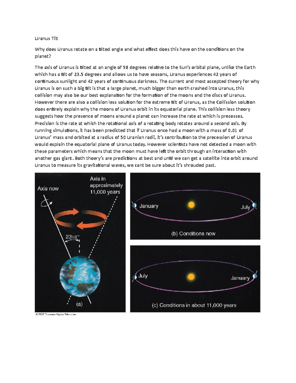 Uranus Tilt - Discussion Submission - Uranus Tilt Why does Uranus ...