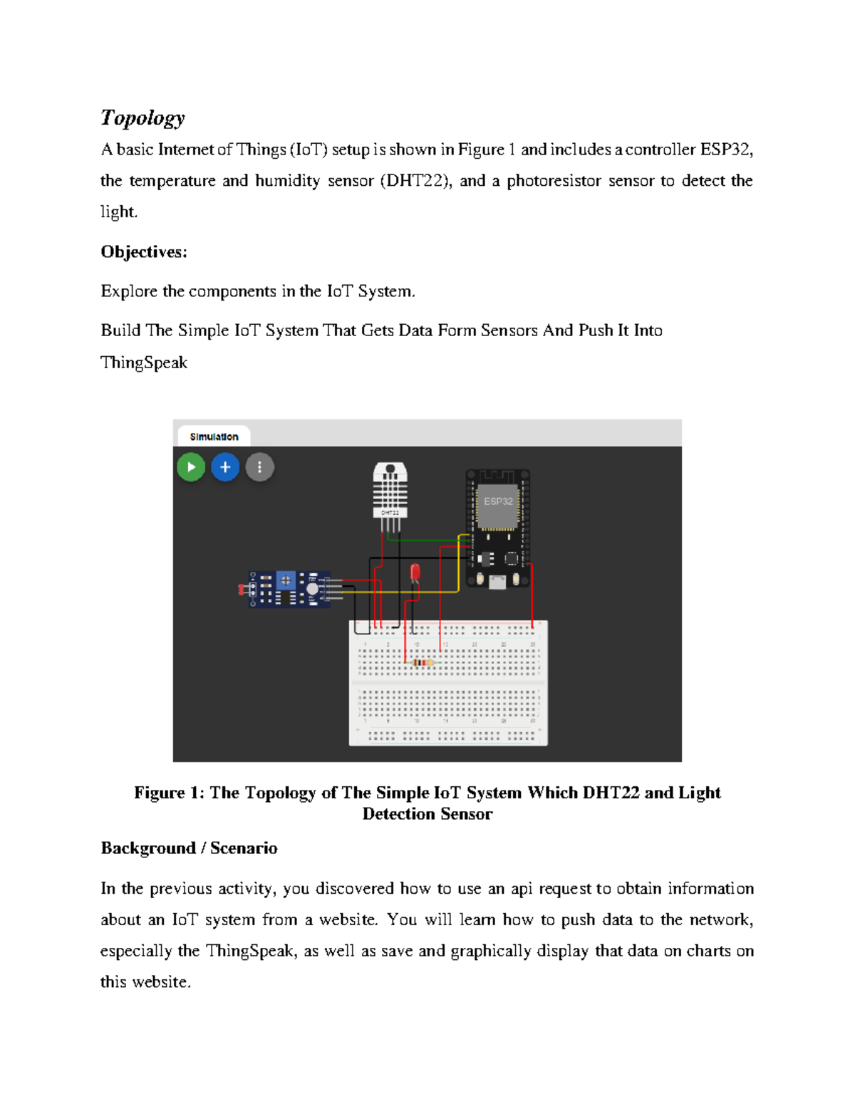 Lab 4 Building A Simple Io T System That Gets Data Form Sensors And Push It Into Thing Speak 