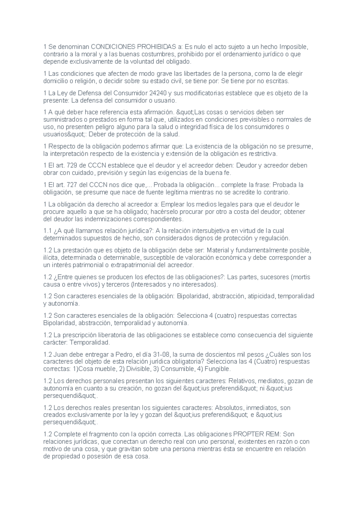 1 Parcial obligaciones - 1 Se denominan CONDICIONES PROHIBIDAS a: Es ...