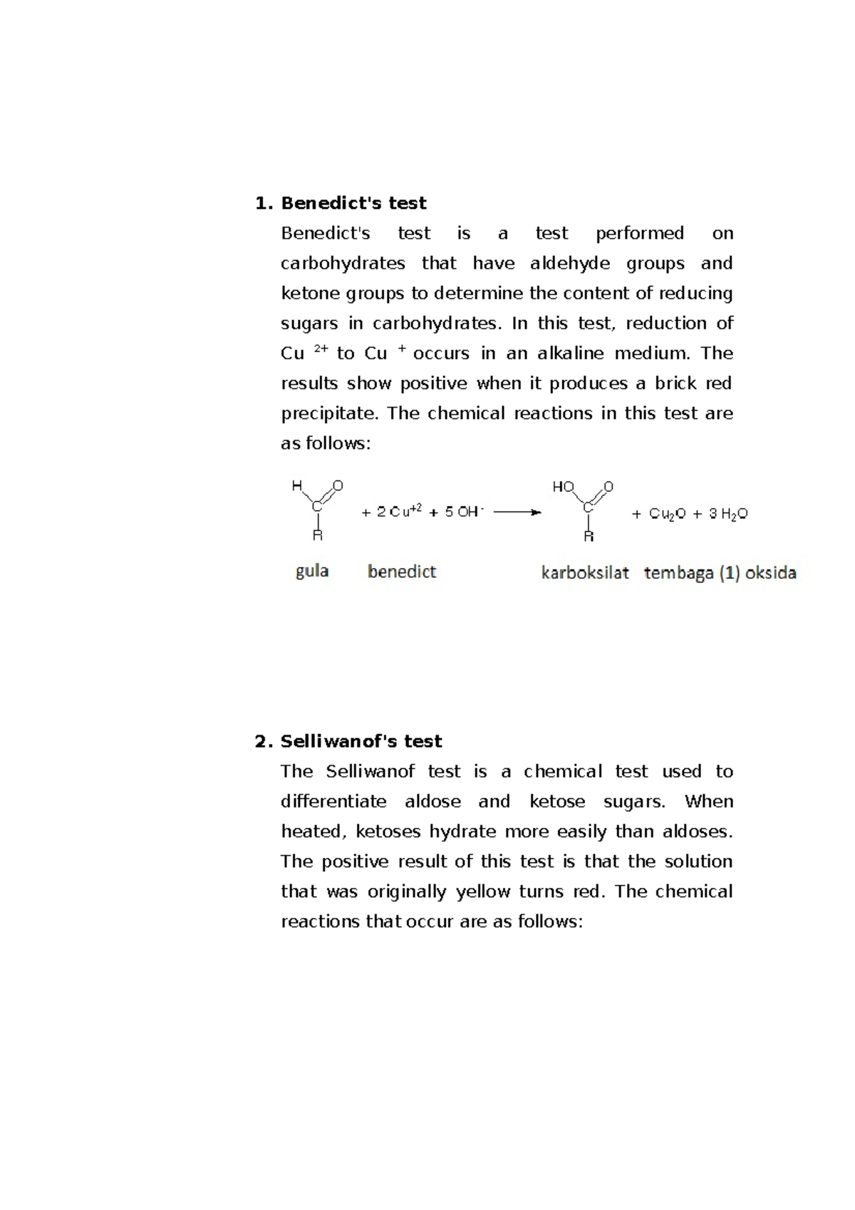 A positive reaction - Benedict's test Benedict's test is a test ...