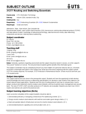 31272 Sub Out - subject outline - SUBJECT OUTLINE 31272 Project ...