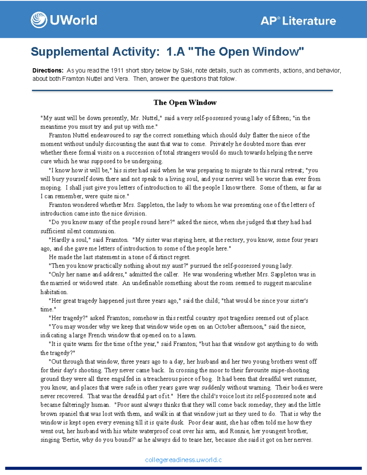 1.A Supplemental Activity-Student Version - collegereadiness.uworld om ...