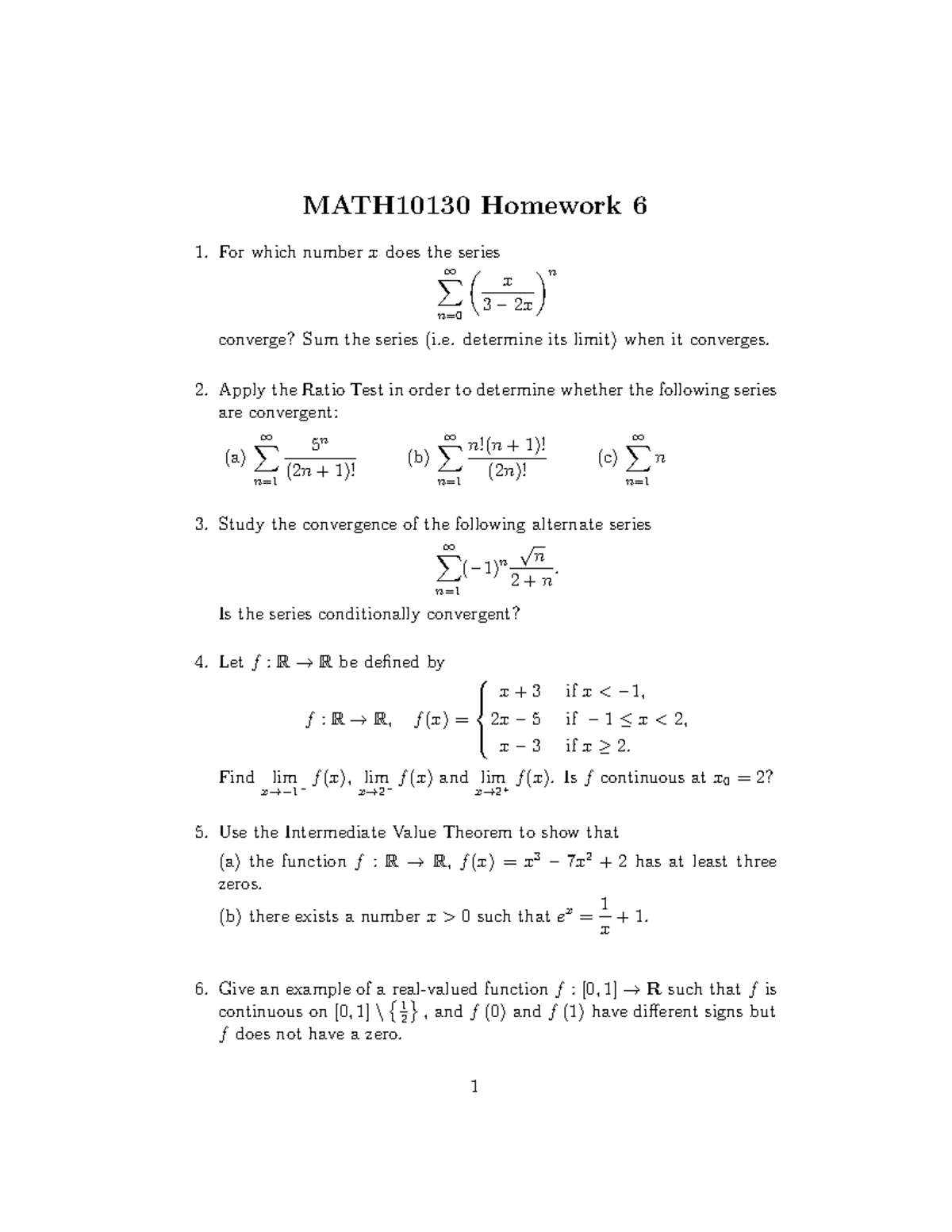 MATH10130 Homework 6 - Question sheet corresponding to tutorial week 6 ...