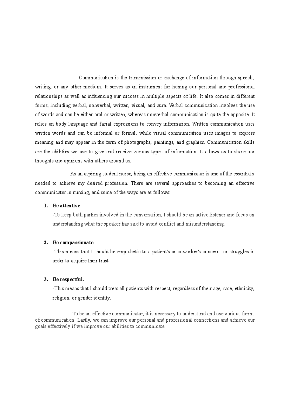 English assignment - WAYS TO BE AN EFFECTIVE COMMUNICATOR ...