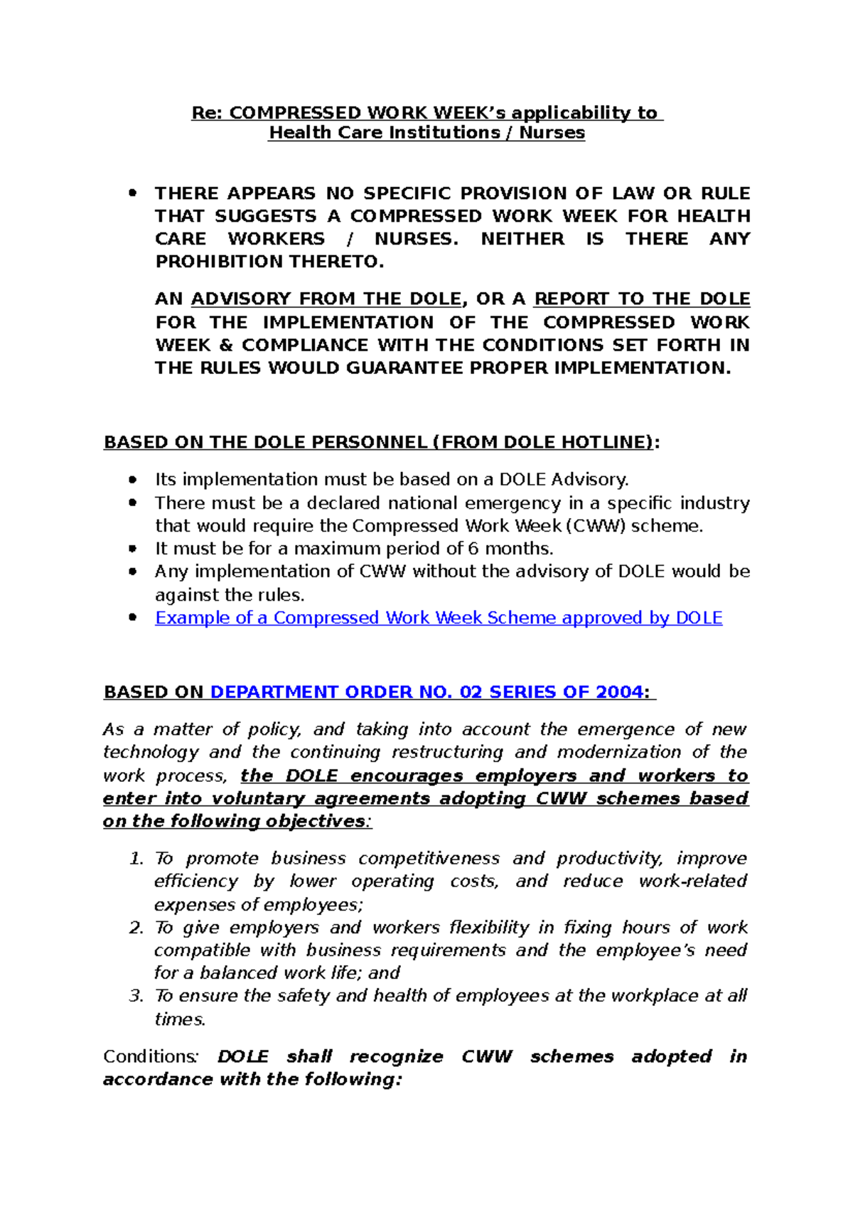 337680315 Compressed Work Week - Re: COMPRESSED WORK WEEK’s applicability to Health Care - Studocu