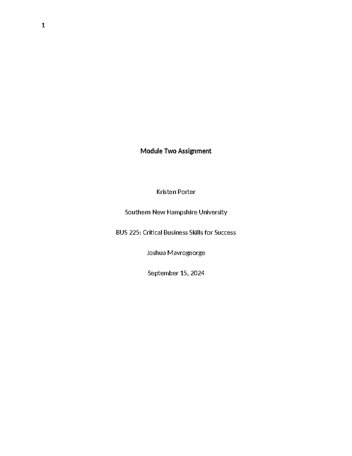 BUS225 Module Two Assignment - Module Two Assignment Kristen Porter ...