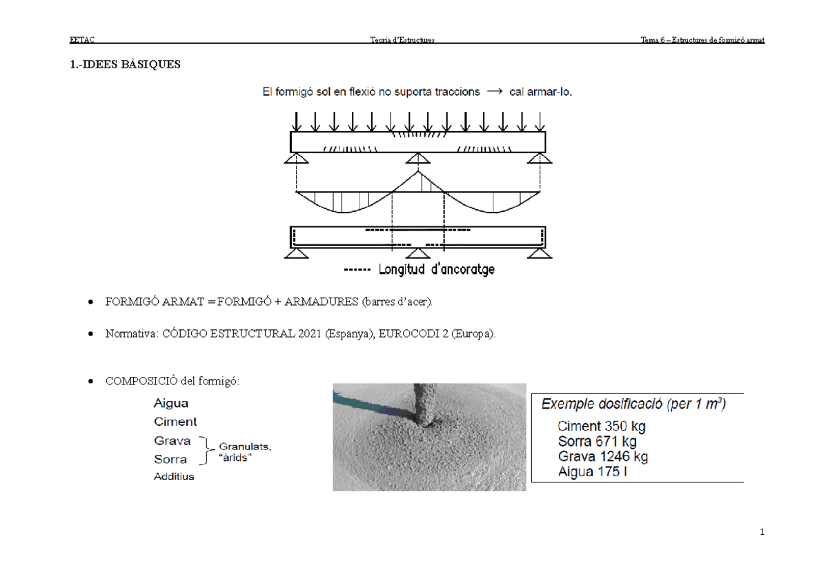 6- Estructures DE Formigó - 1.-IDEES BÀSIQUES FORMIGÓ ARMAT = FORMIGÓ ...