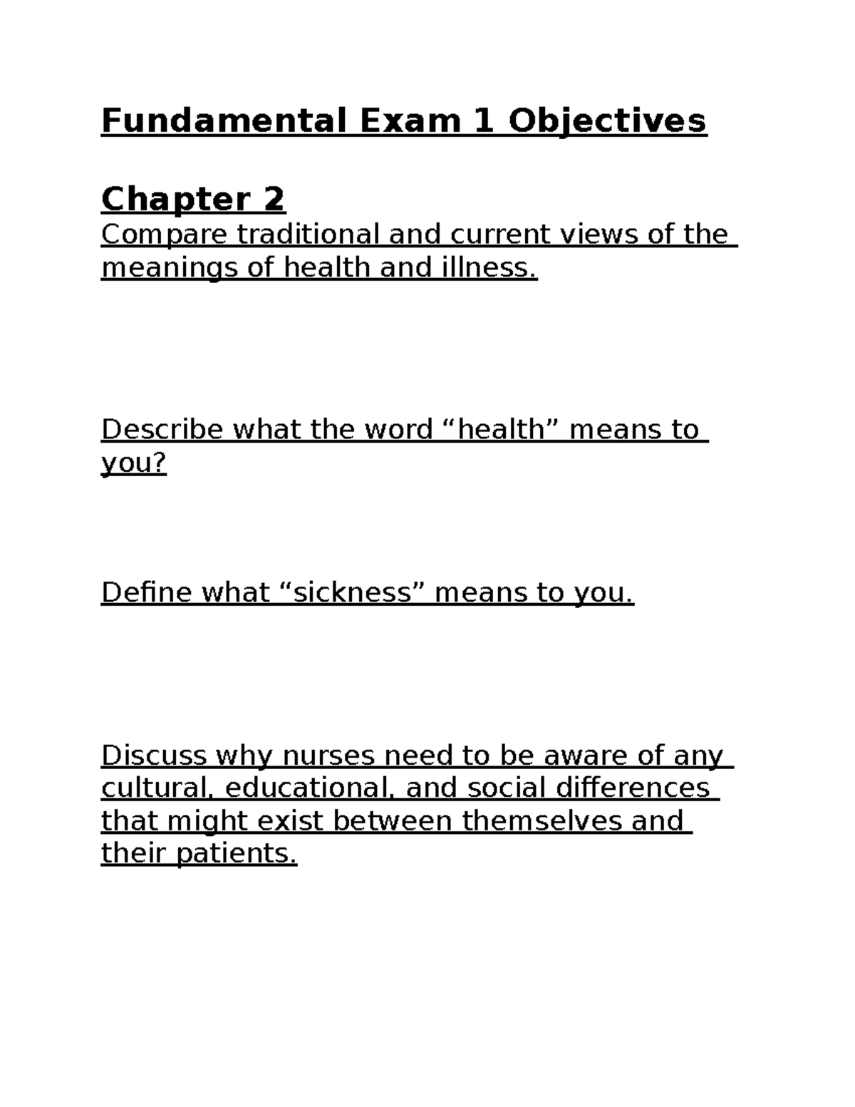 Fundamental Exam 1 Objectives - Fundamental Exam 1 Objectives Chapter 2 Compare traditional and ...