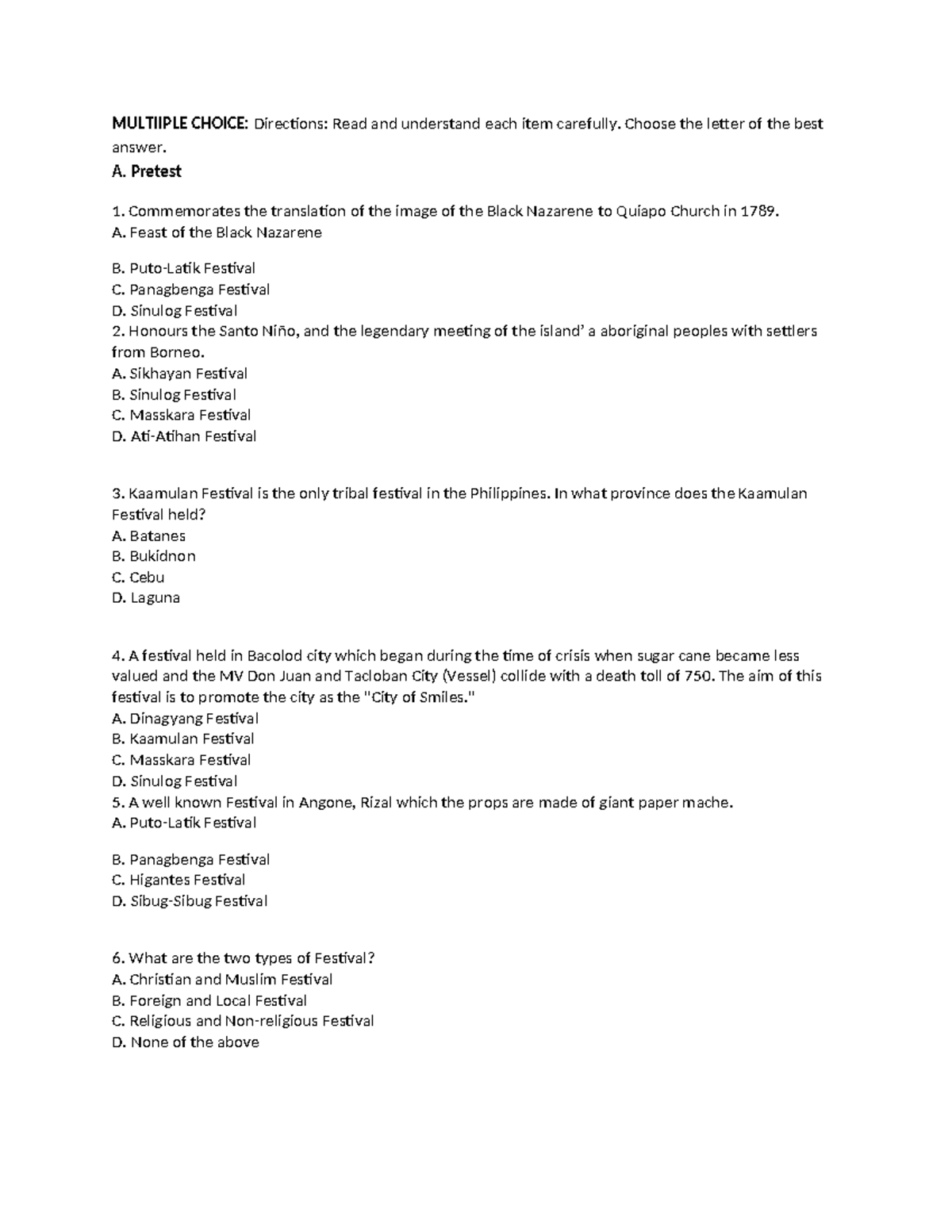 CPAR Reviewer test - We are willing to help you! - MULTIIPLE CHOICE ...