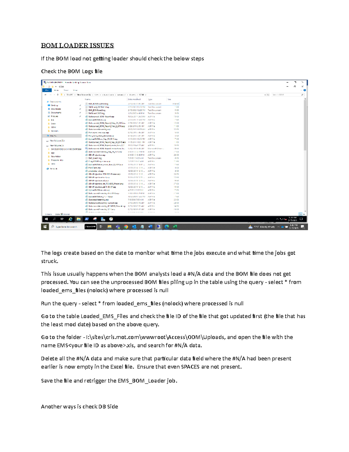 Frequently occurring issues in CRIS - BOM LOADER ISSUES If the BOM load not getting loader ...