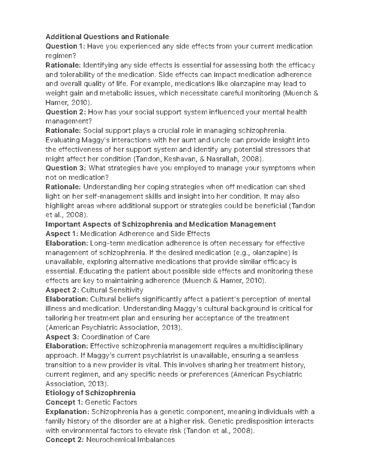 Maggie - assignment - Additional Questions and Rationale Question 1 ...