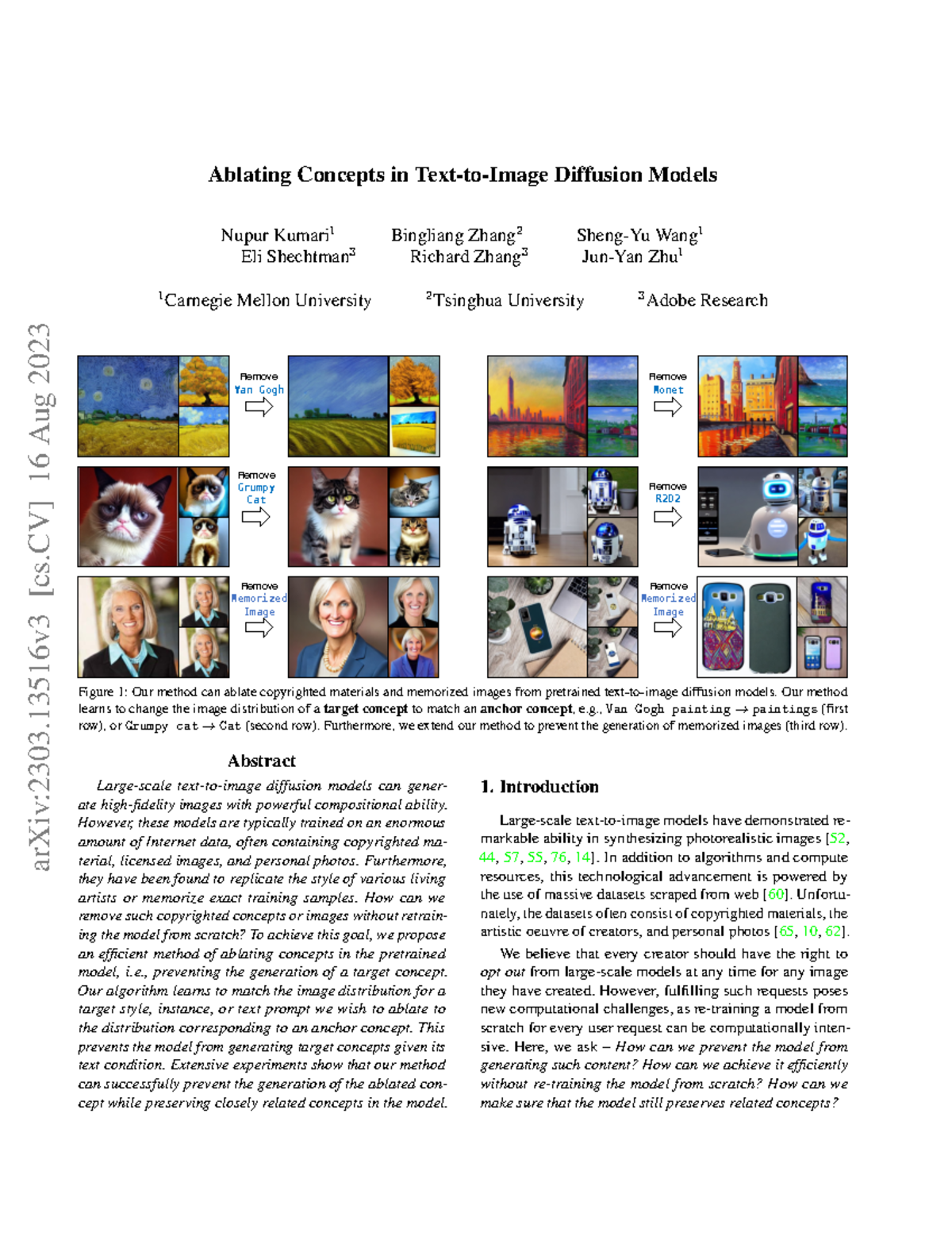 Ablating Concept Diffusion Model - Ablating Concepts in Text-to-Image Diffusion Models Nupur ...