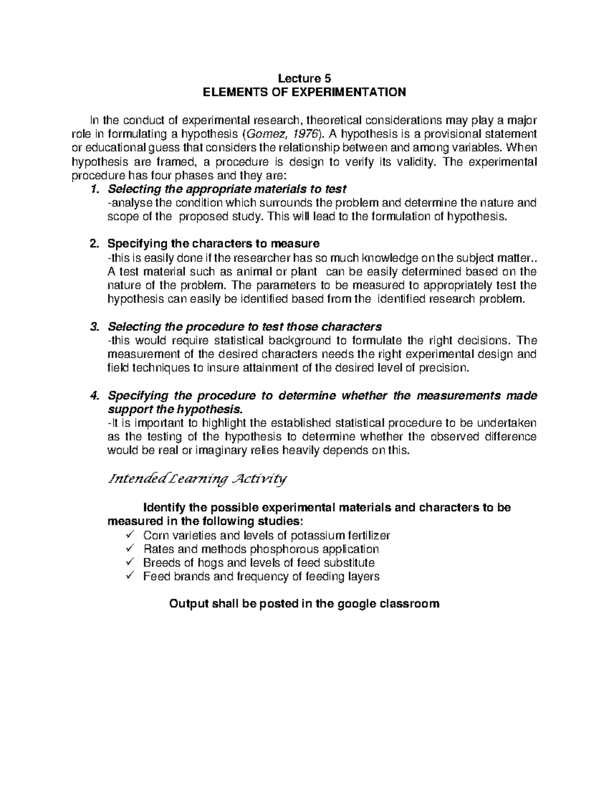 Module-3 - Module - Lecture 5 ELEMENTS OF EXPERIMENTATION In the ...