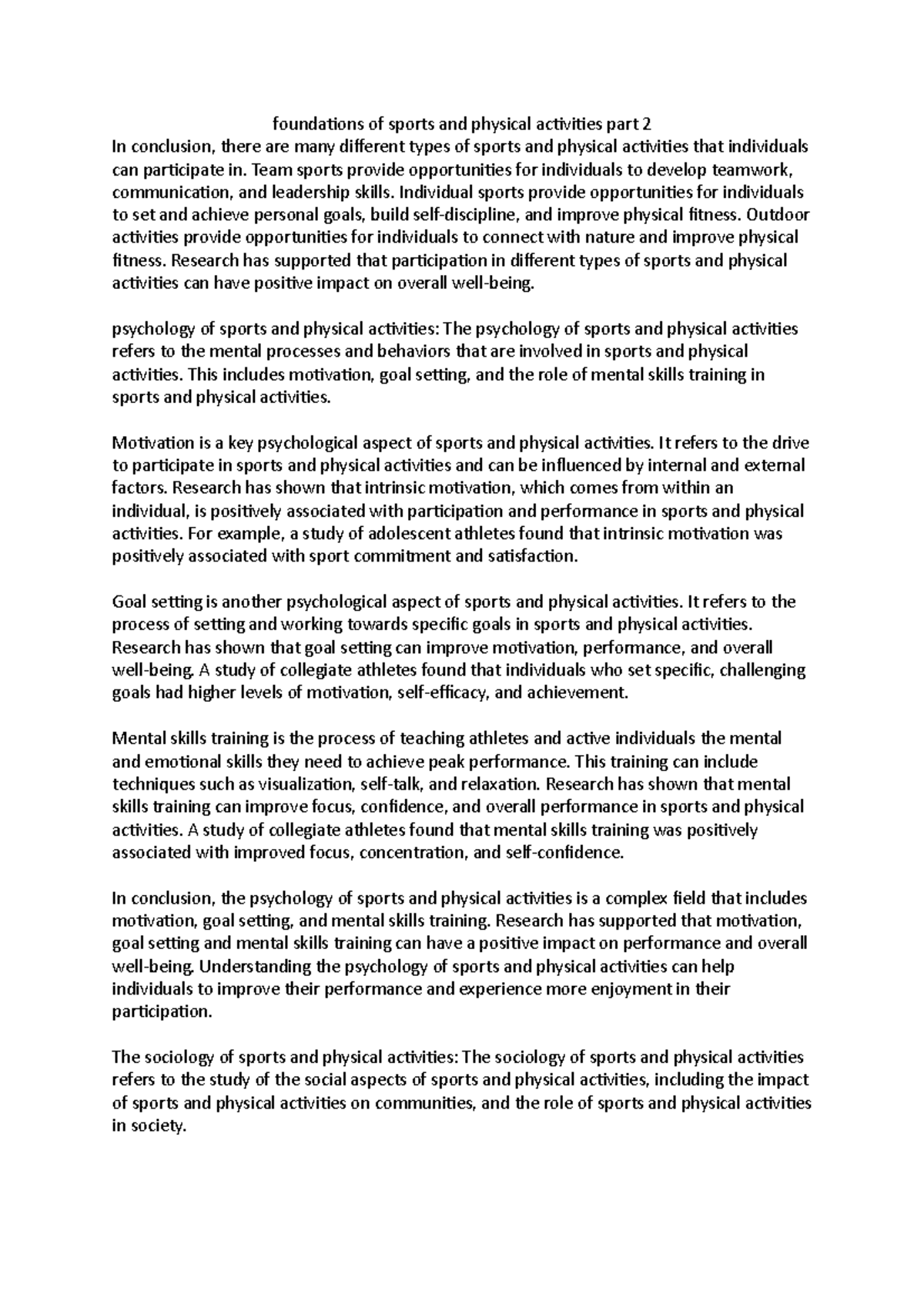 Foundations of sports and physical activities part 2 - Team sports ...