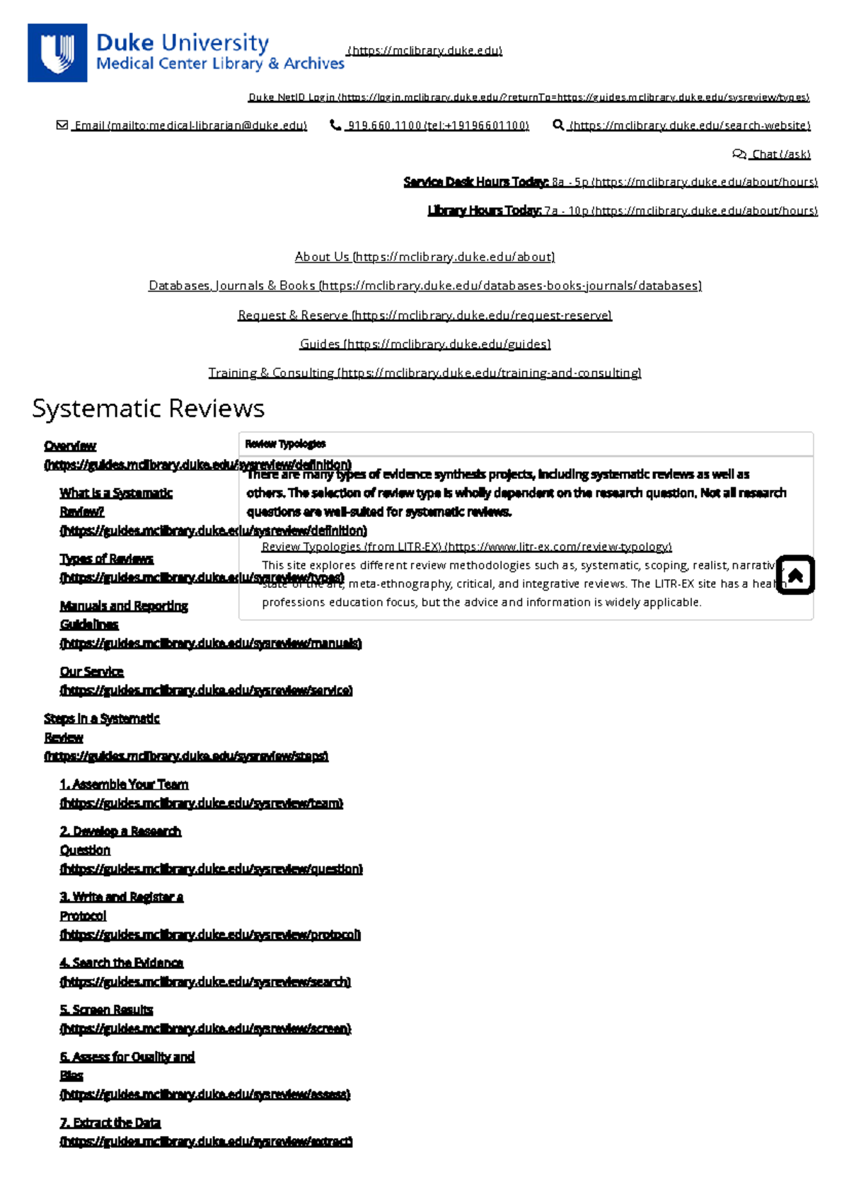 Types of Reviews - Systematic Reviews - (mclibrary.duke) Duke NetID ...