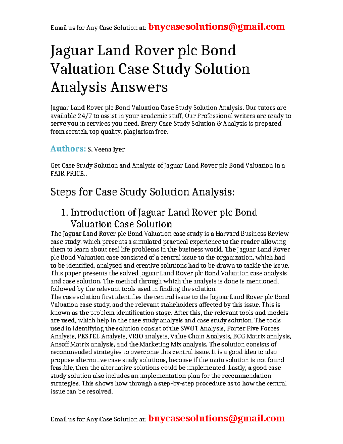 Case Solution Jaguar Land Rover plc Bond Valuation - Jaguar Land Rover plc Bond Valuation Case ...