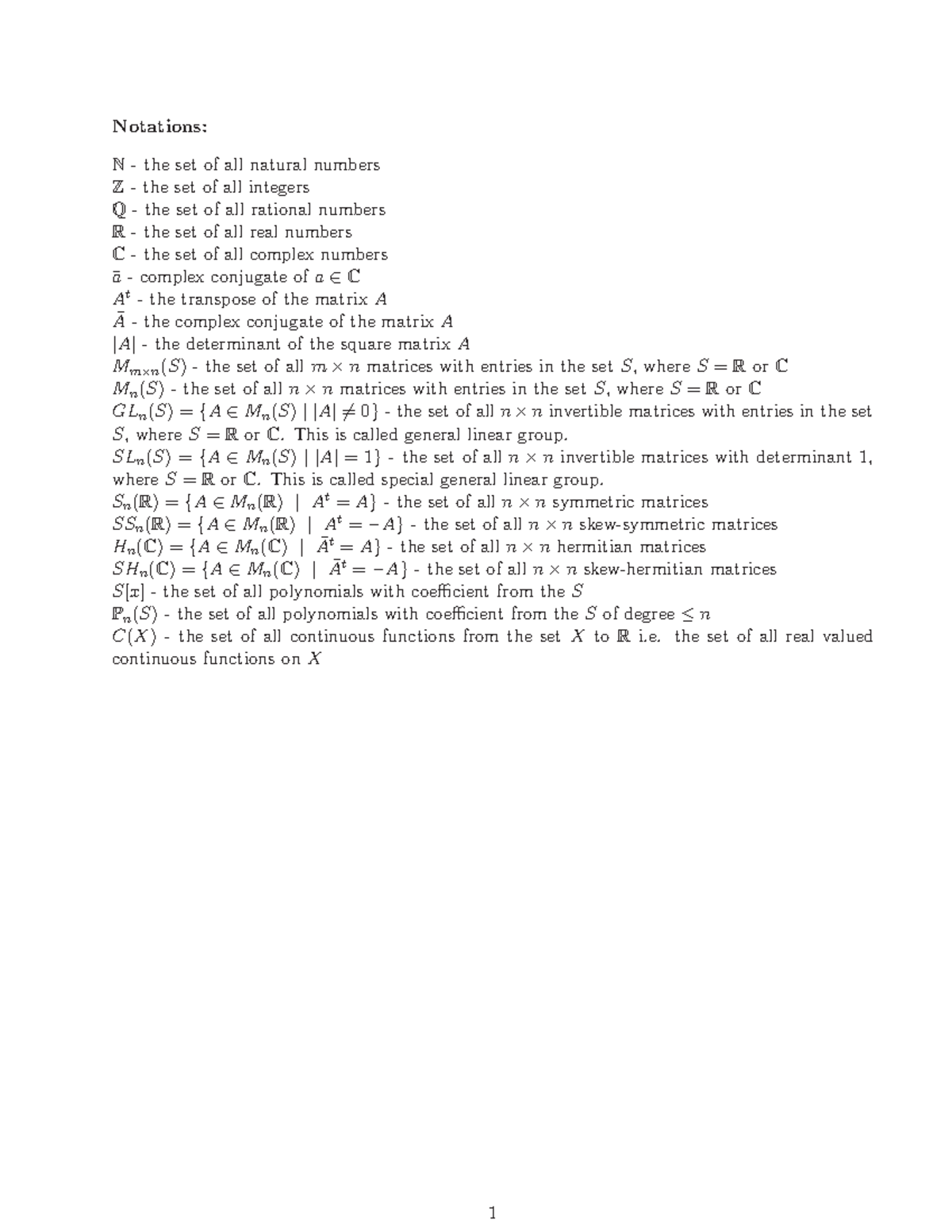 Problem set 1 - questions to practice linear algebra - Notations: N ...