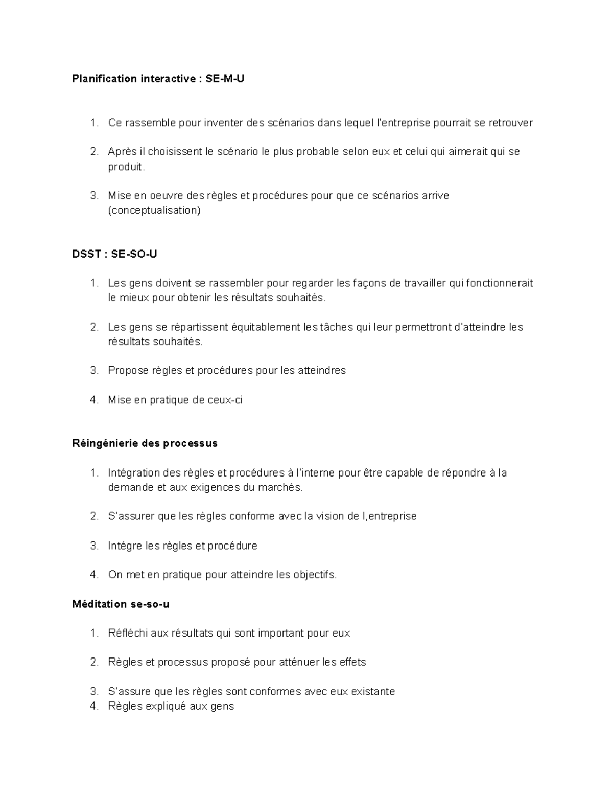 Étude examen final - Planification interactive : SE-M-U 1. Ce rassemble ...