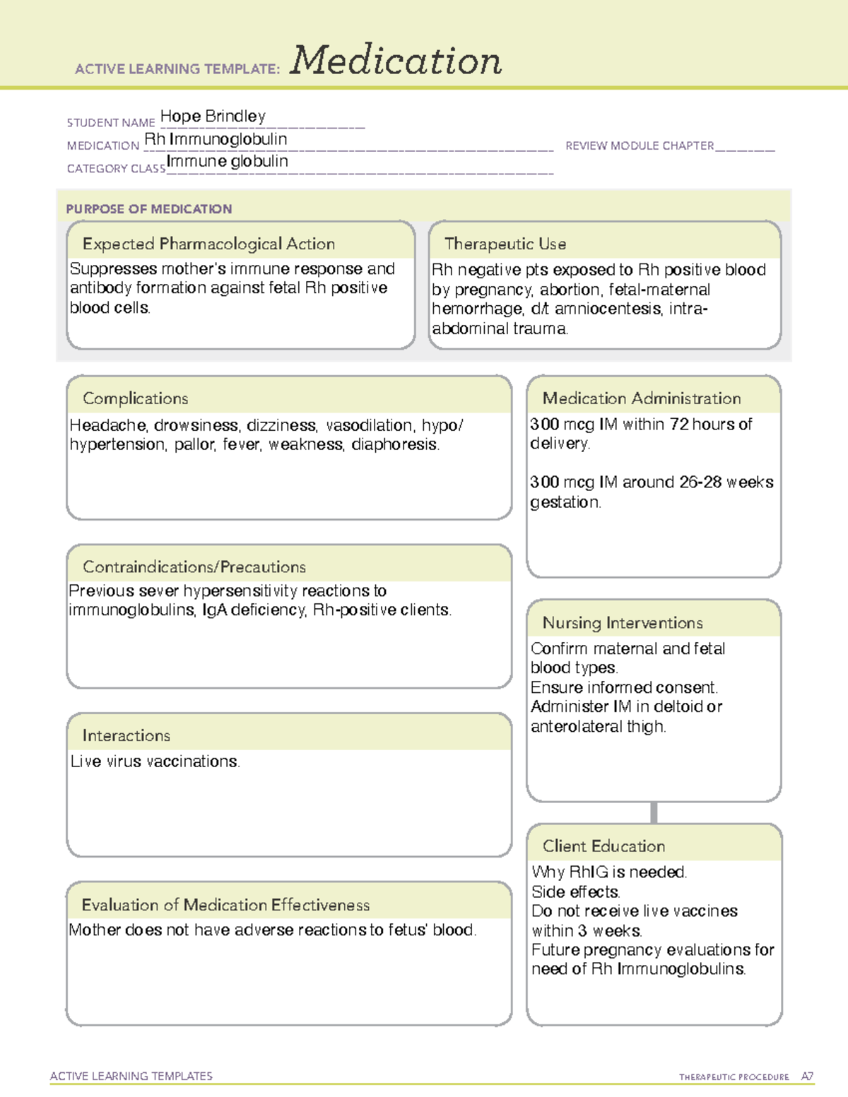 Rh Immunoglobulin - ACTIVE LEARNING TEMPLATES THERAPEUTIC PROCEDURE A ...