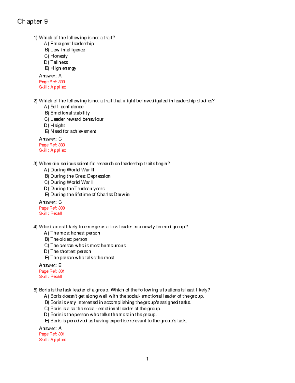 Chapter 9 Questions - Chapter 9 1)Which of the following is not a trait ...